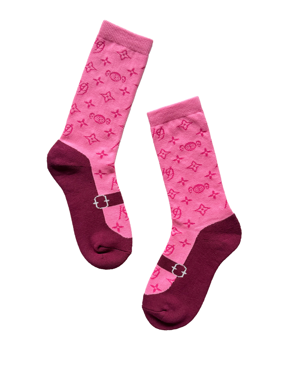 H99 ☆ Monogram ☆ Mary Jane Socks - Pink| Happy99